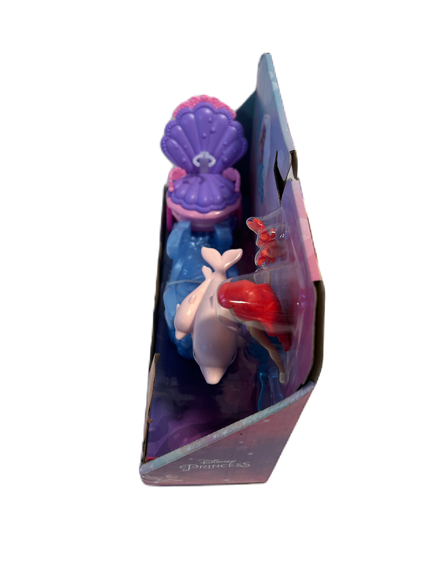 Mattel Disney Princess Ariel Mermaid Small Doll & Rolling Chariot Vehi ...